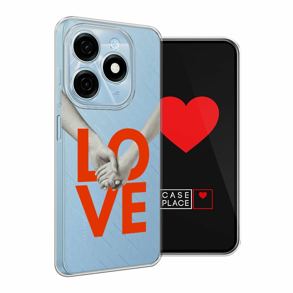 Чехол на Tecno Spark 20 / Текно Спарк 20 с принтом "Love holding hands - 14 февраля", прозрачный — фото 1