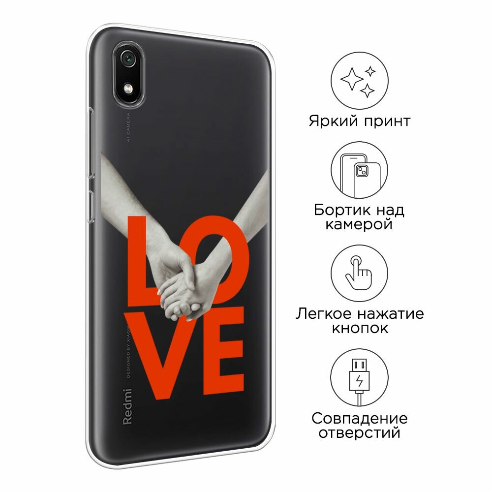 Чехол на Xiaomi Redmi 7A / Сяоми Редми 7А с принтом "Love holding hands - 14 февраля", прозрачный — фото 1