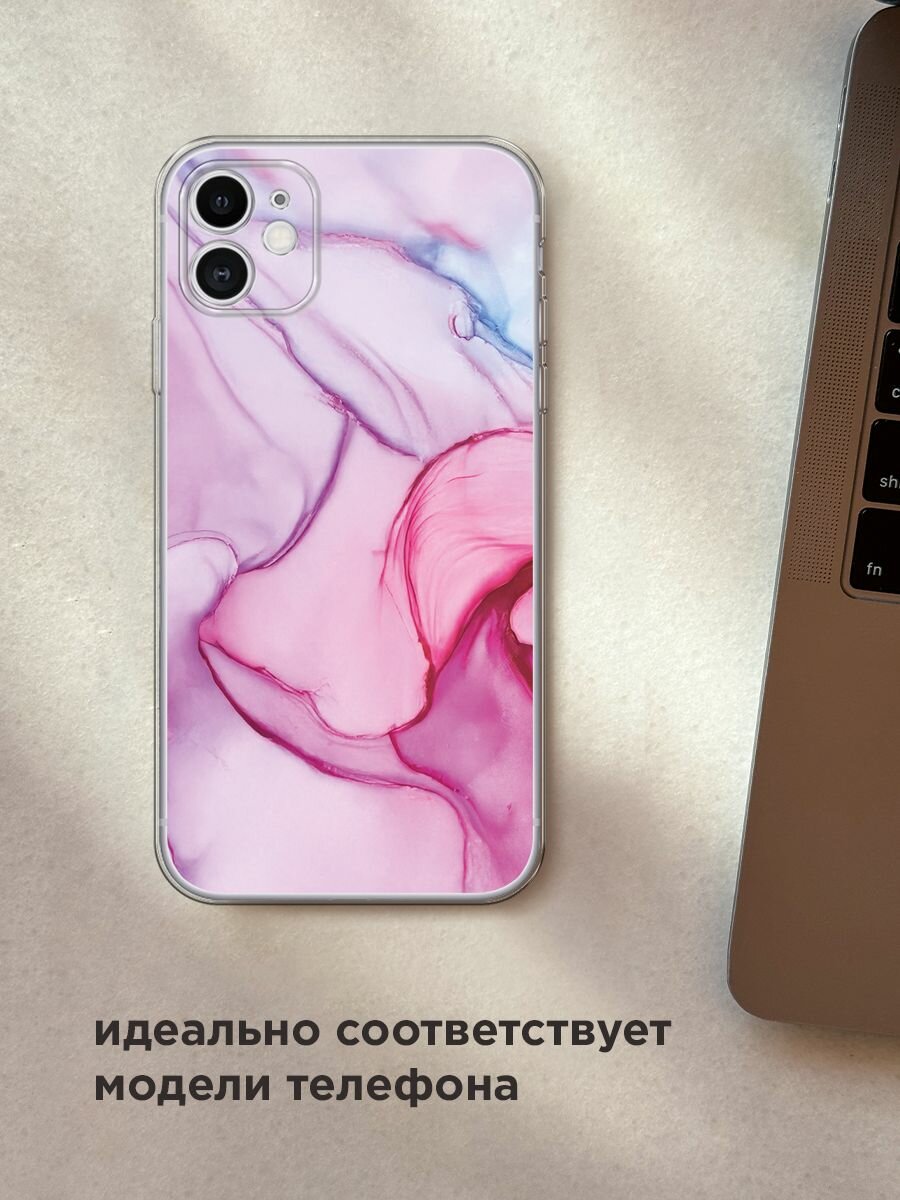 Чехол на Apple iPhone 11 / Айфон 11 с принтом "Розовые мраморные разводы" — фото 1