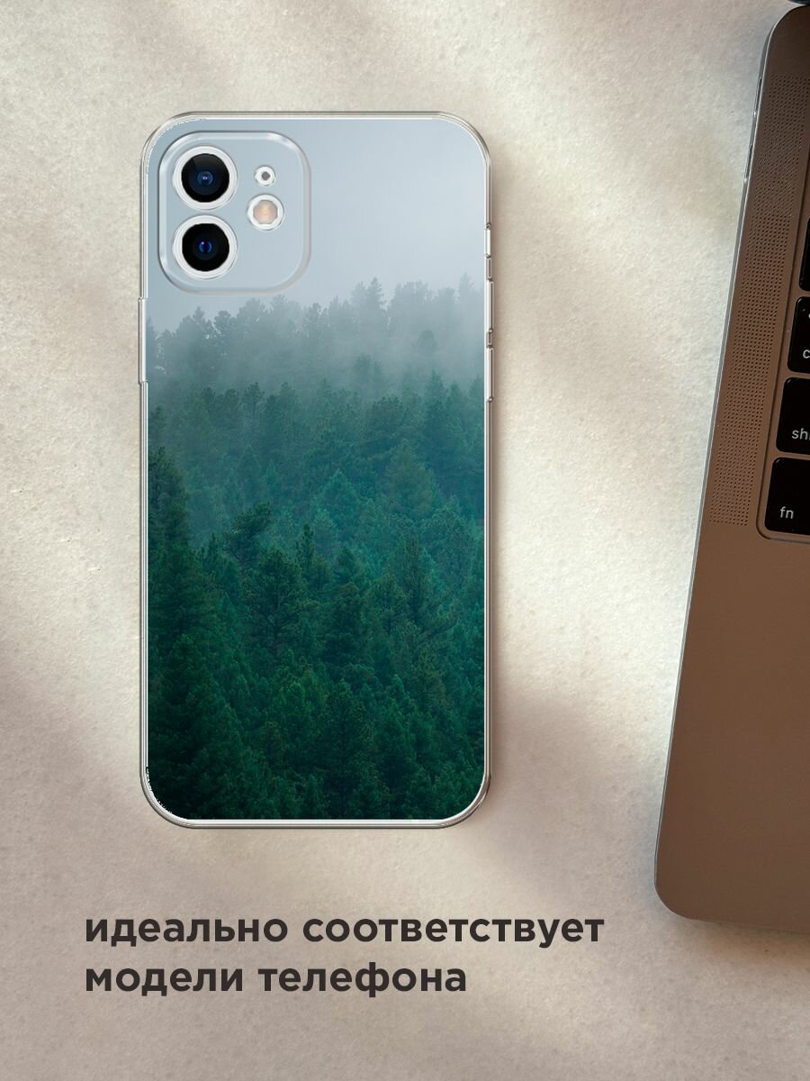 Чехол на Apple iPhone 12 mini / Айфон 12 Мини с принтом "Лес в облаках" — фото 1
