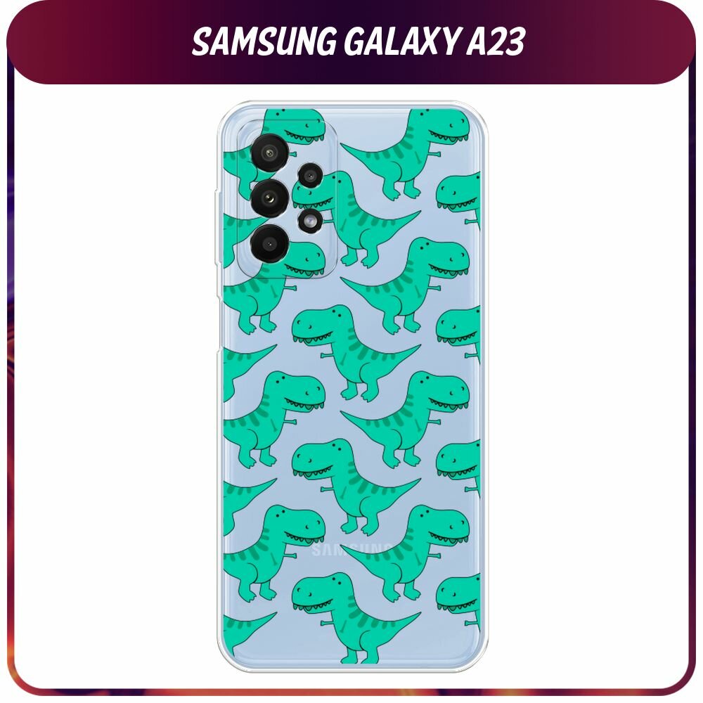 Чехол на Samsung Galaxy A23 / Самсунг Галакси А23 с принтом Динозаврики, прозрачный