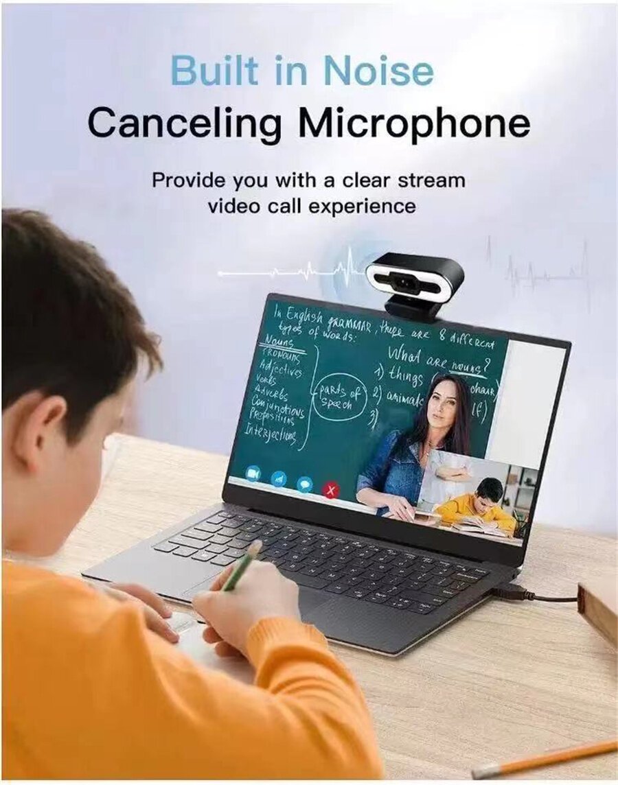 Веб-камера 2K HD с Заполняющим Светом, Поворотная Веб-камера Для Ноутбука, Компьютерная Камера Для ПК С Микрофоном Для Видео Youtube