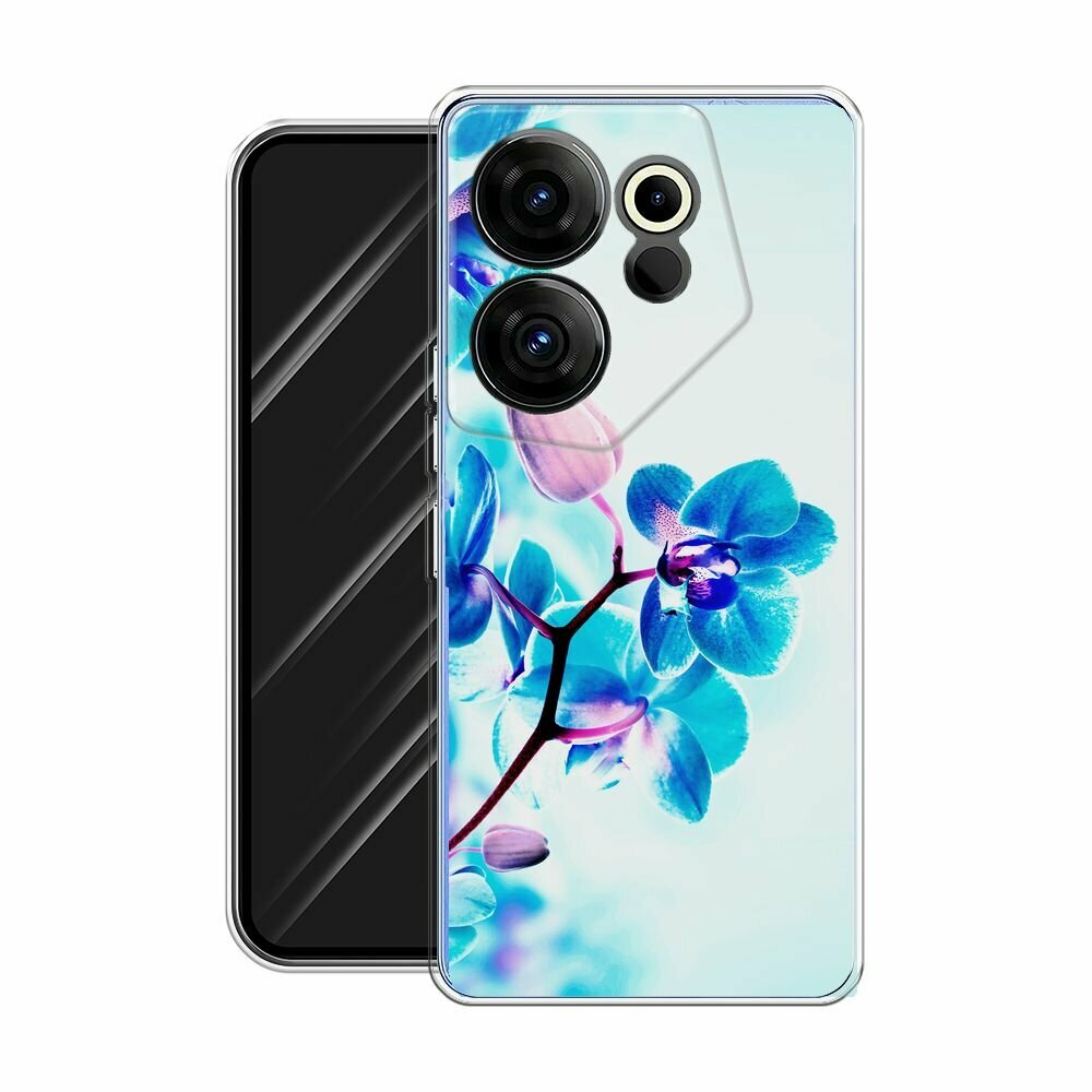 Чехол на Tecno Camon 20 Premier / Текно Камон 20 Премьер с принтом "Голубая орхидея" — фото 1