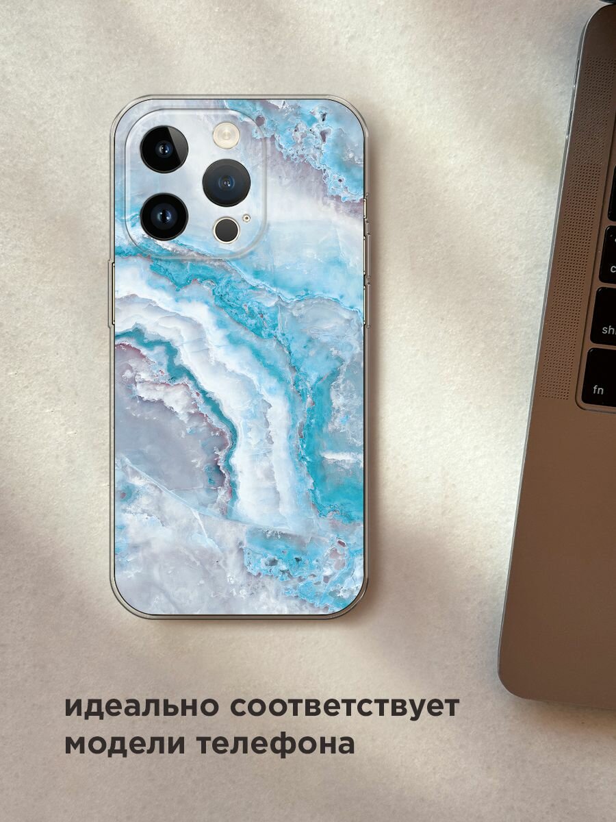 Чехол на Apple iPhone 14 Pro / Айфон 14 Про с принтом "Нежно-голубой мрамор" — фото 1