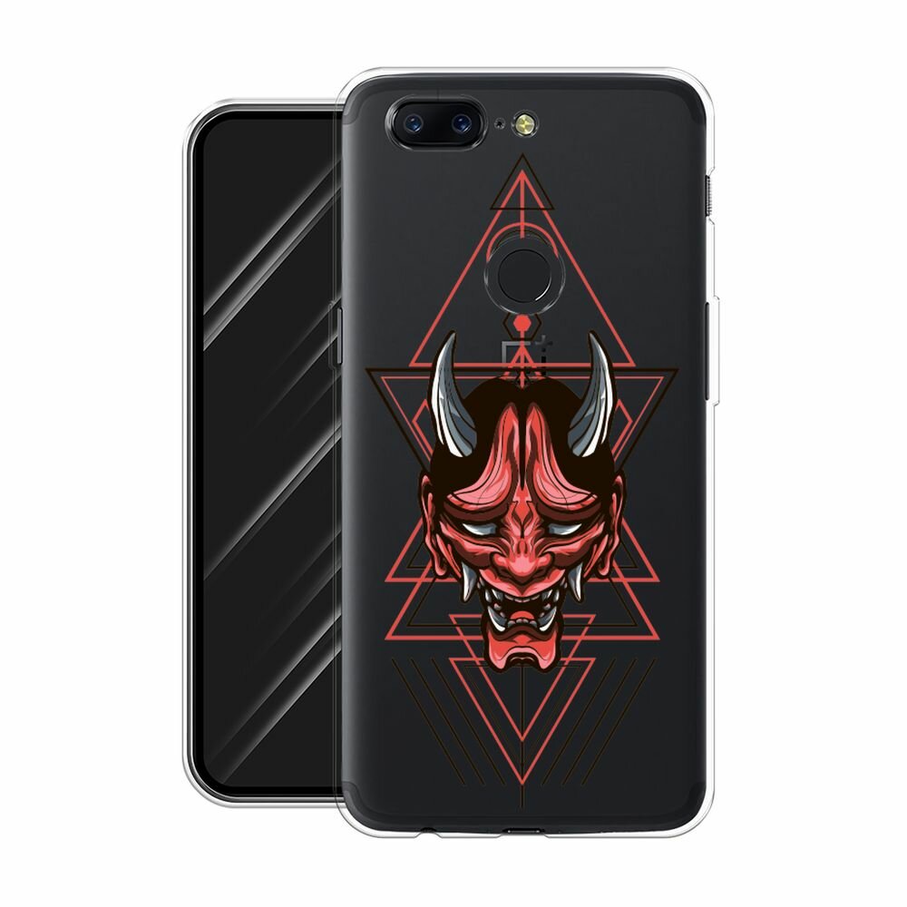 Чехол на OnePlus 5T / ВанПлюс 5Т с принтом Hanya Oni mask, прозрачный — фото 1