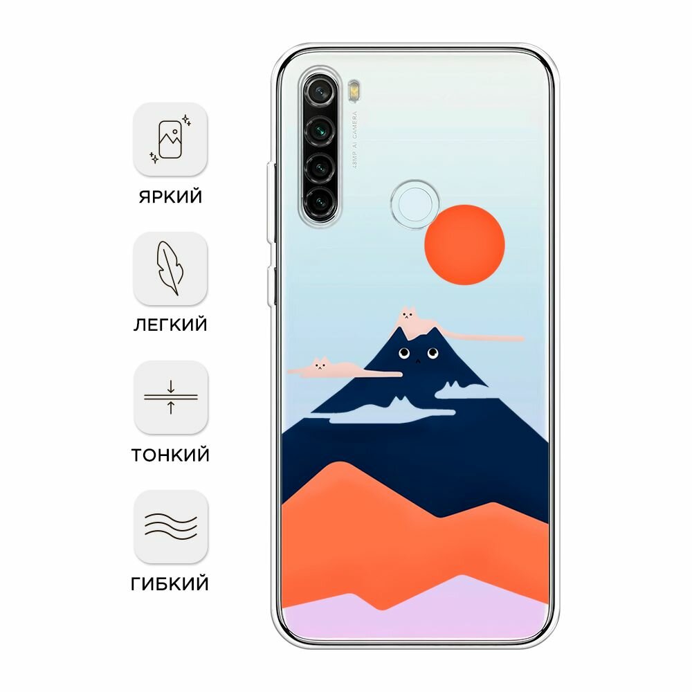 Чехол на Xiaomi Redmi Note 8T / Сяоми Редми Нот 8Т с принтом "Кот-гора", прозрачный — фото 1