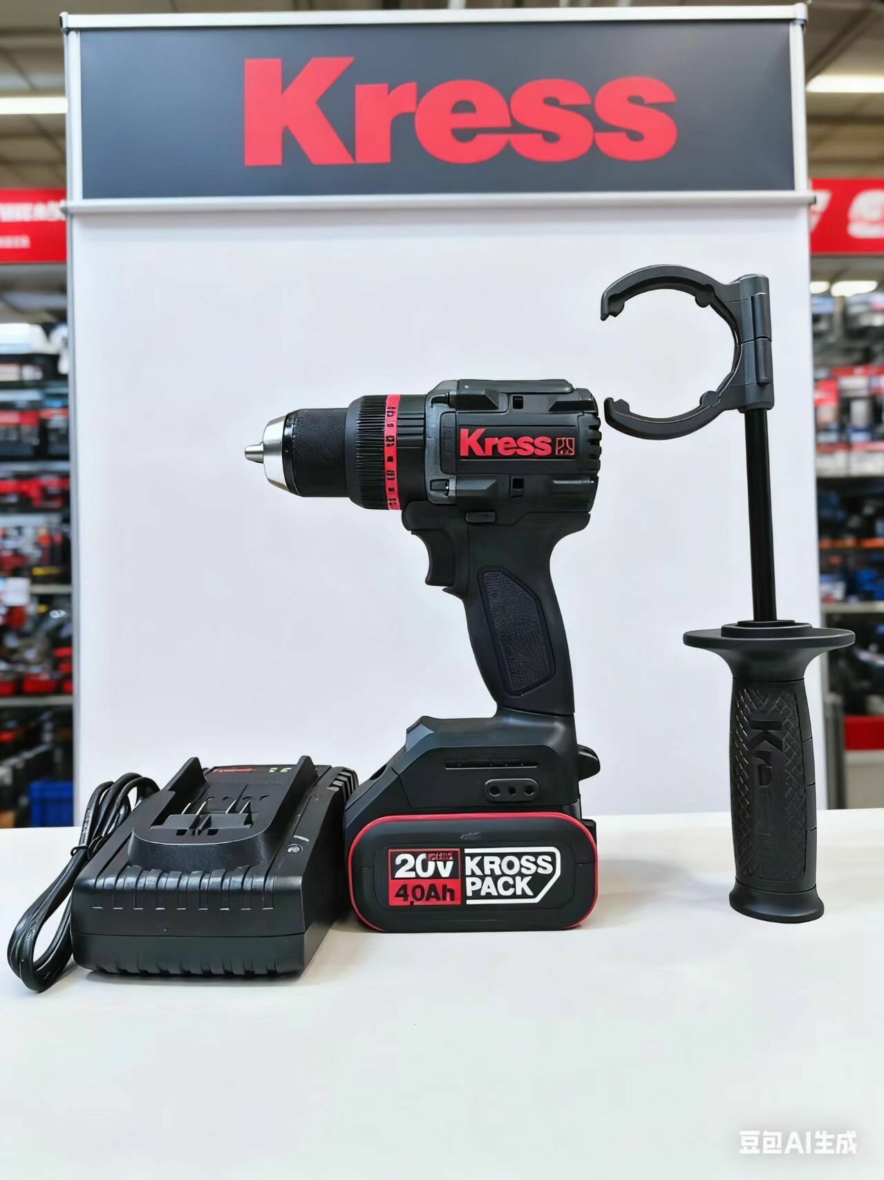 Бесщеточная дрель-шуруповерт Kress KU217 20v, ударная дрель, высокий крутящий момент 100 Нм, компактный корпус, комплект 1x4Ah