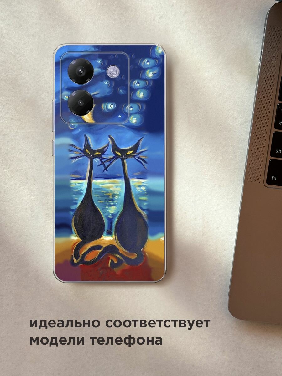 Чехол на Poco M7 Pro / Поко М7 Про с принтом "Влюбленные котики 7" — фото 1
