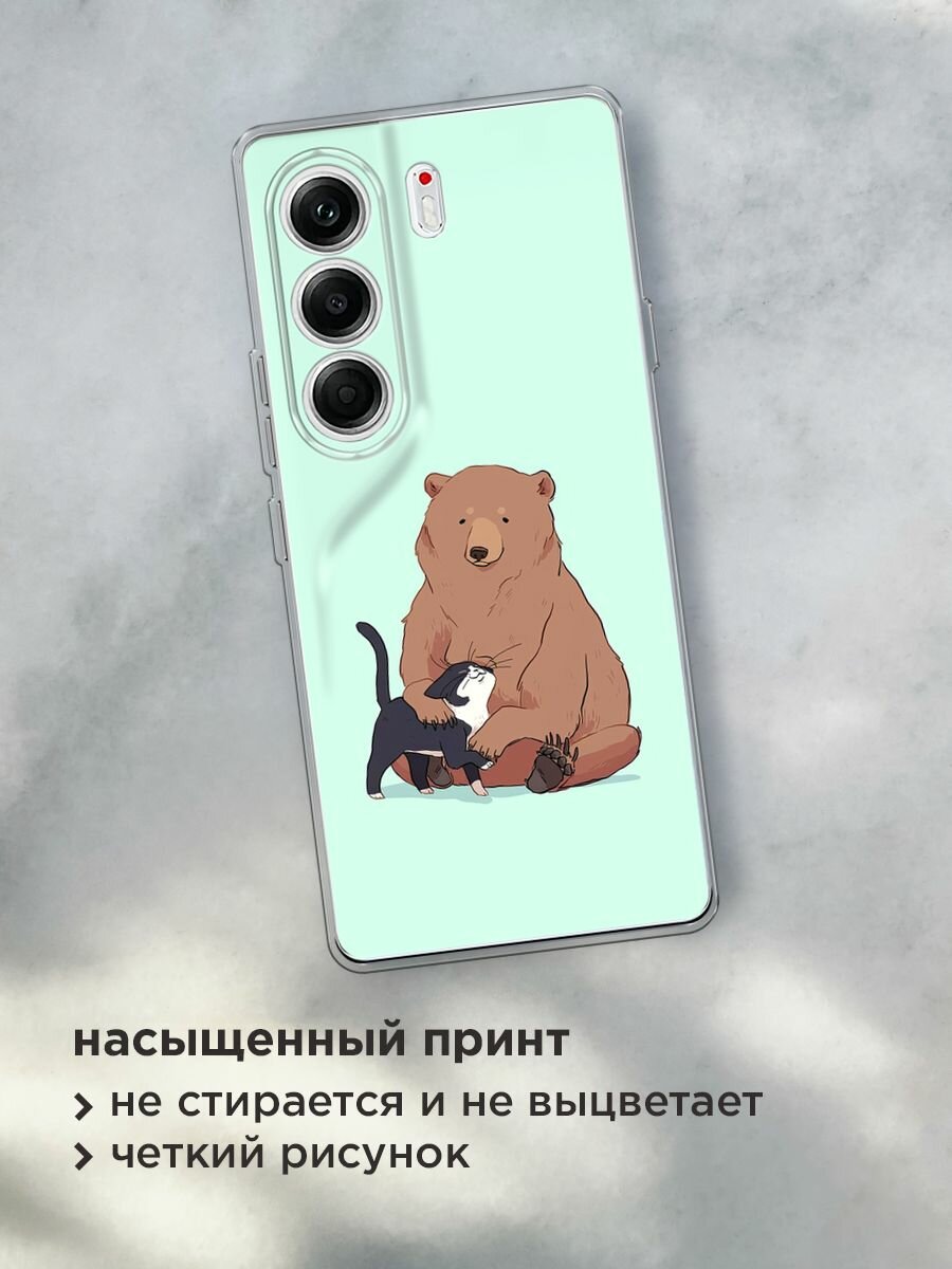 Чехол на Tecno Camon 40 Pro 5G / Текно Камон 40 Про 5G с принтом "Медведь и кошка дружба" — фото 1