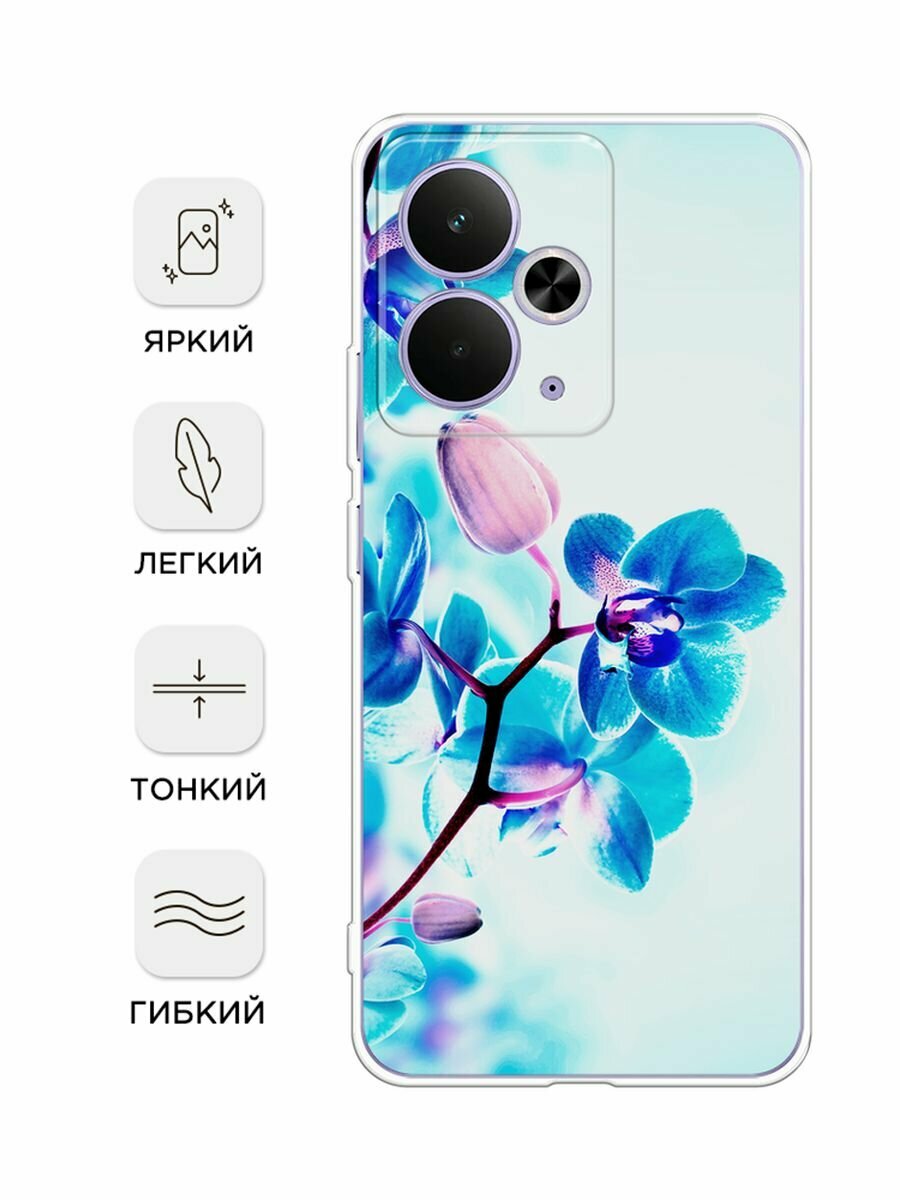 Чехол на Realme 14T / Реалми 14Т с принтом "Голубая орхидея" — фото 1
