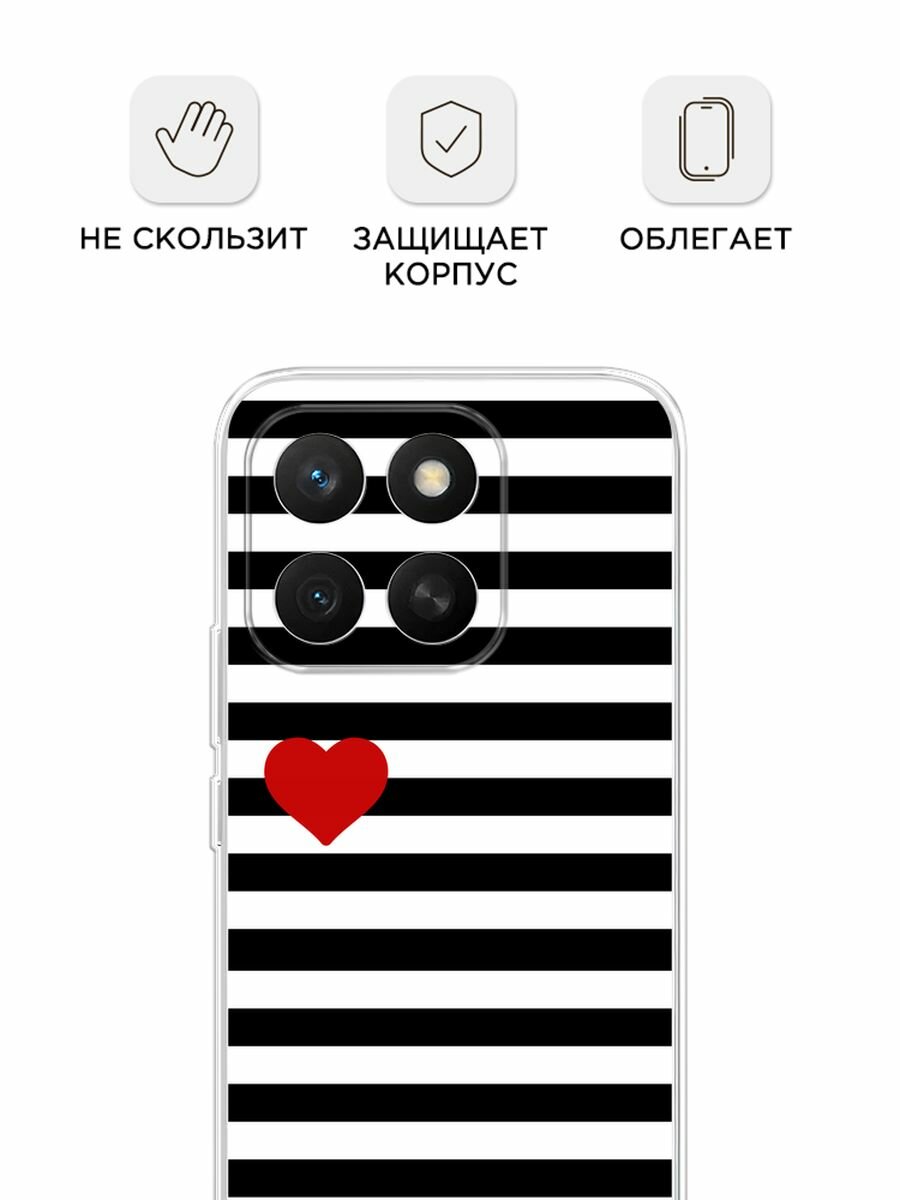 Силиконовый чехол на Honor X8c / Хонор X8c с принтом "Красное сердце" — фото 1
