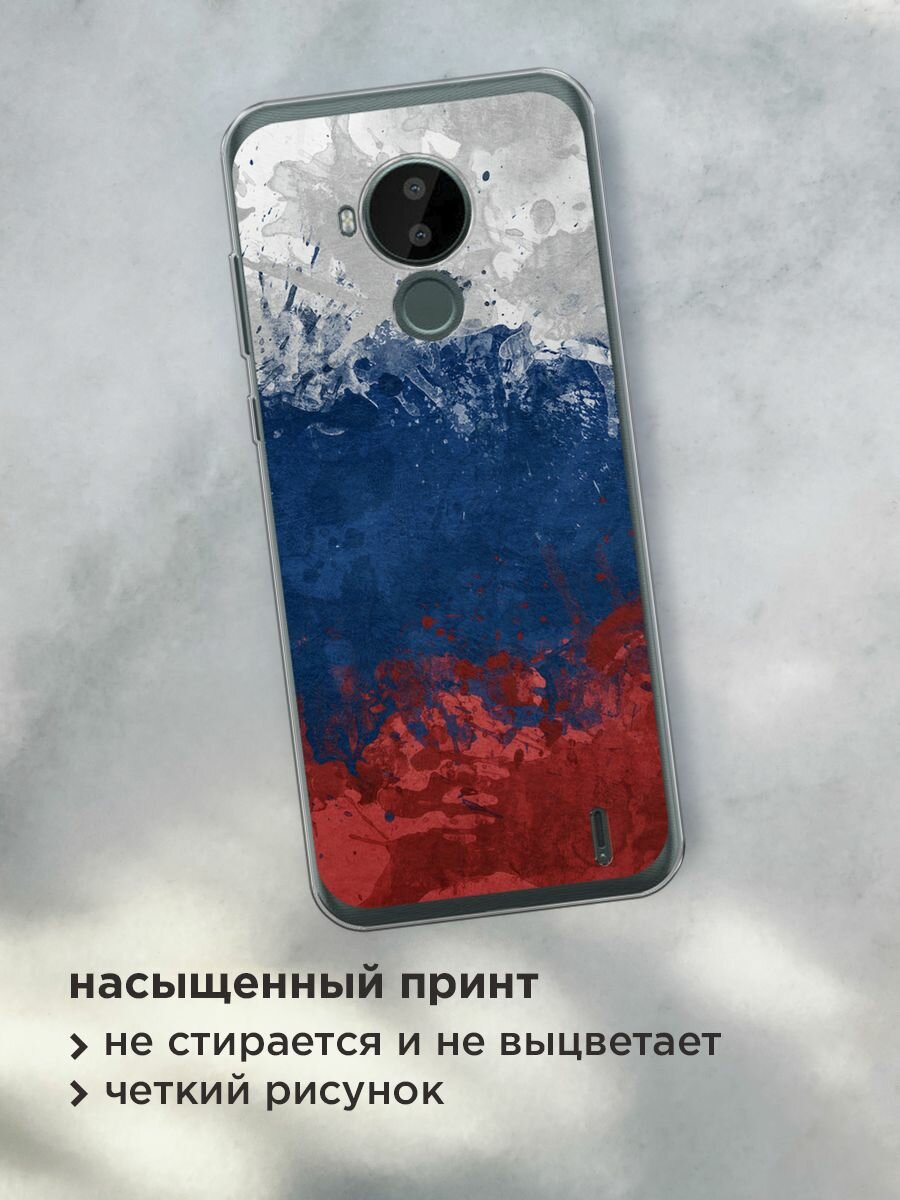 Чехол на Nokia C30 / Нокия C30 с принтом "Флаг России неровный" — фото 1