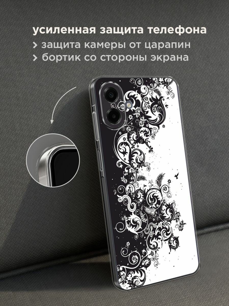Чехол на Samsung Galaxy A07 / Самсунг А07 с принтом "Черно белый узор" — фото 1