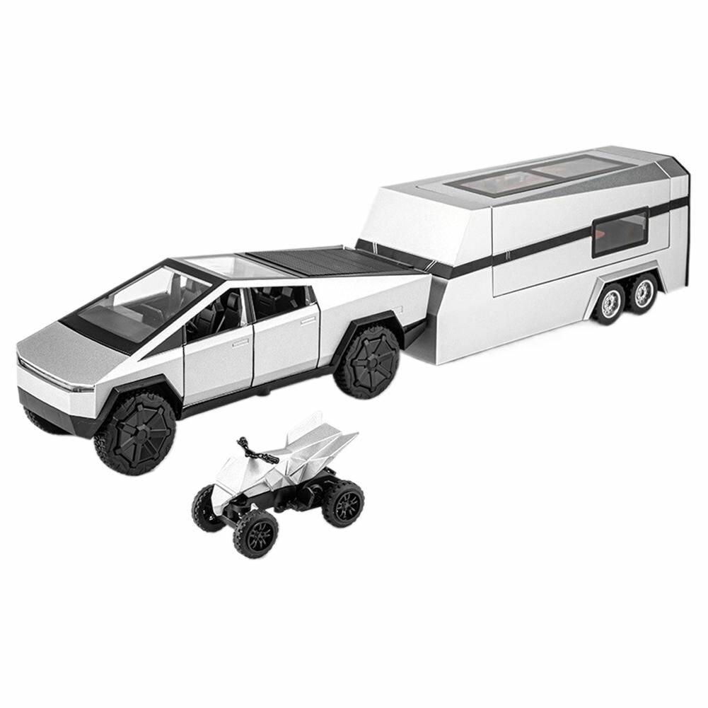 Игрушечная машинка Tesla Cybertruck с прицепом, 1:32