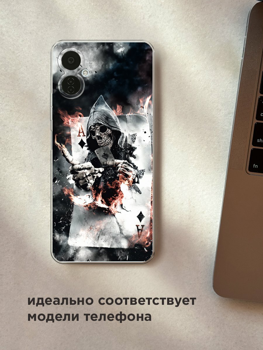 Чехол на Tecno Camon 19 Neo / Техно Камон 19 Нео с принтом "Карты черепа в капюшоне" — фото 1