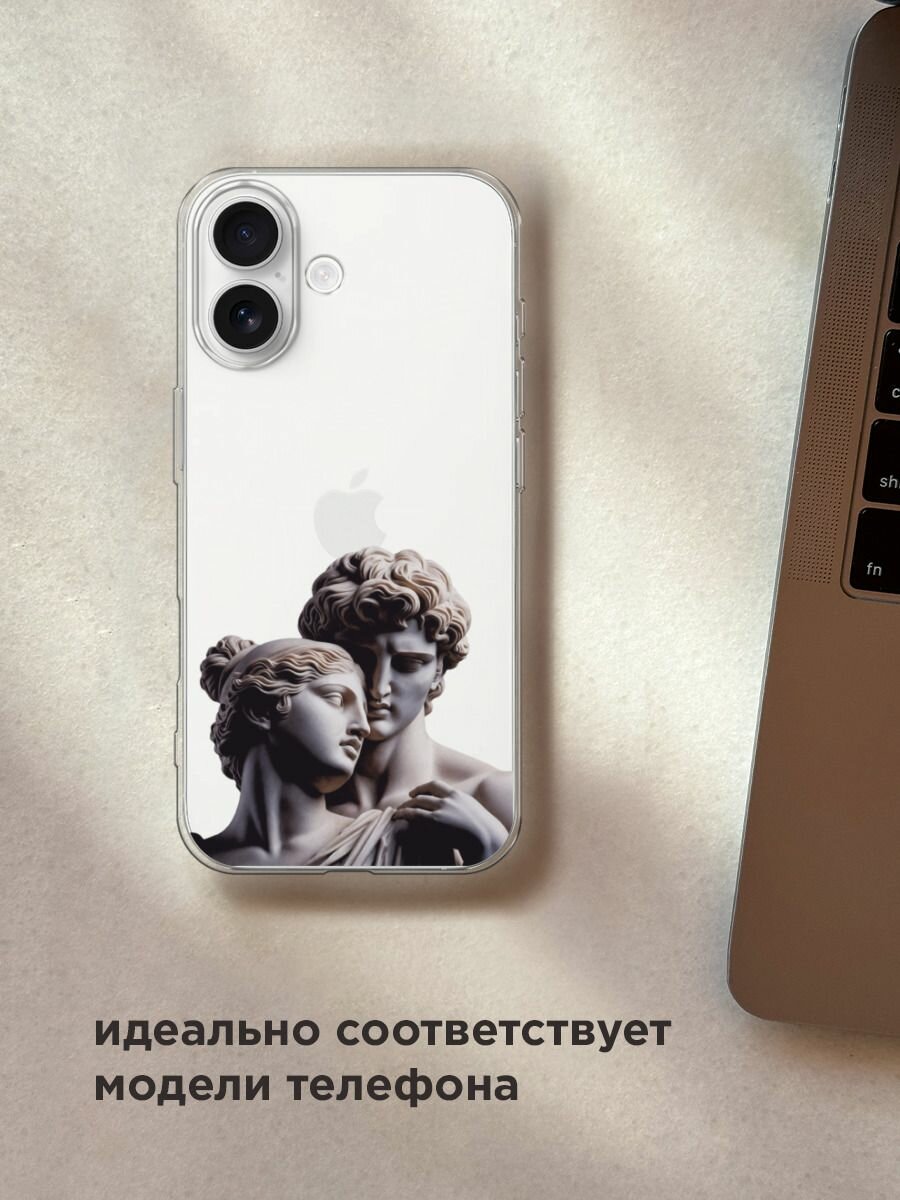 Чехол на Apple iPhone 17 / Айфон 17 с принтом "Нежные скульптуры - 14 февраля", прозрачный — фото 1