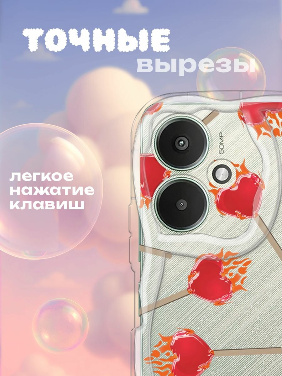 Чехол на Xiaomi Redmi 13C/Poco C65 / Редми 13C/Поко C65 с принтом Горящие леденцы 2 — фото 1