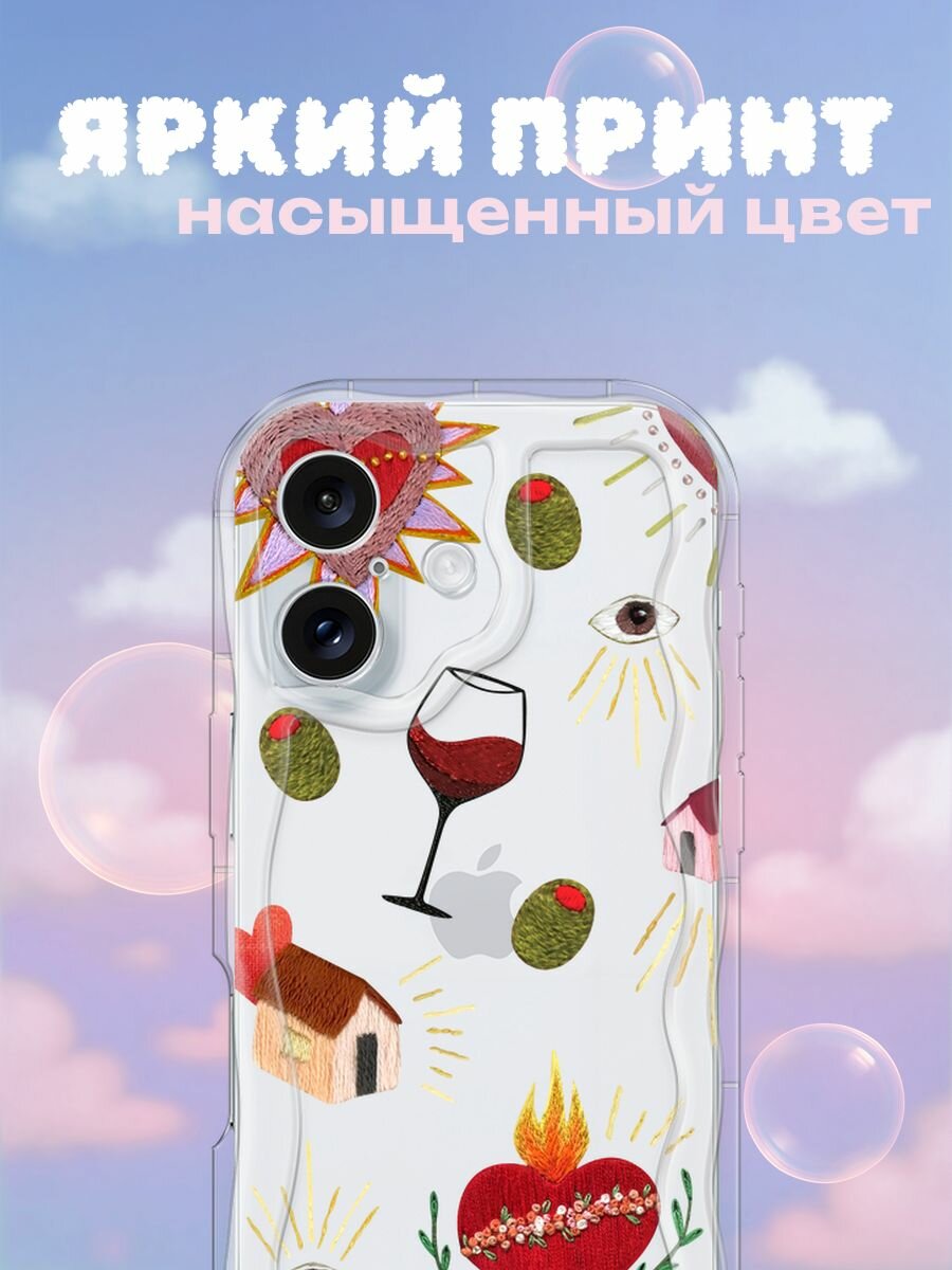 Чехол на Apple iPhone 16 / Айфон 16 с принтом "Ниточный коллаж" — фото 1