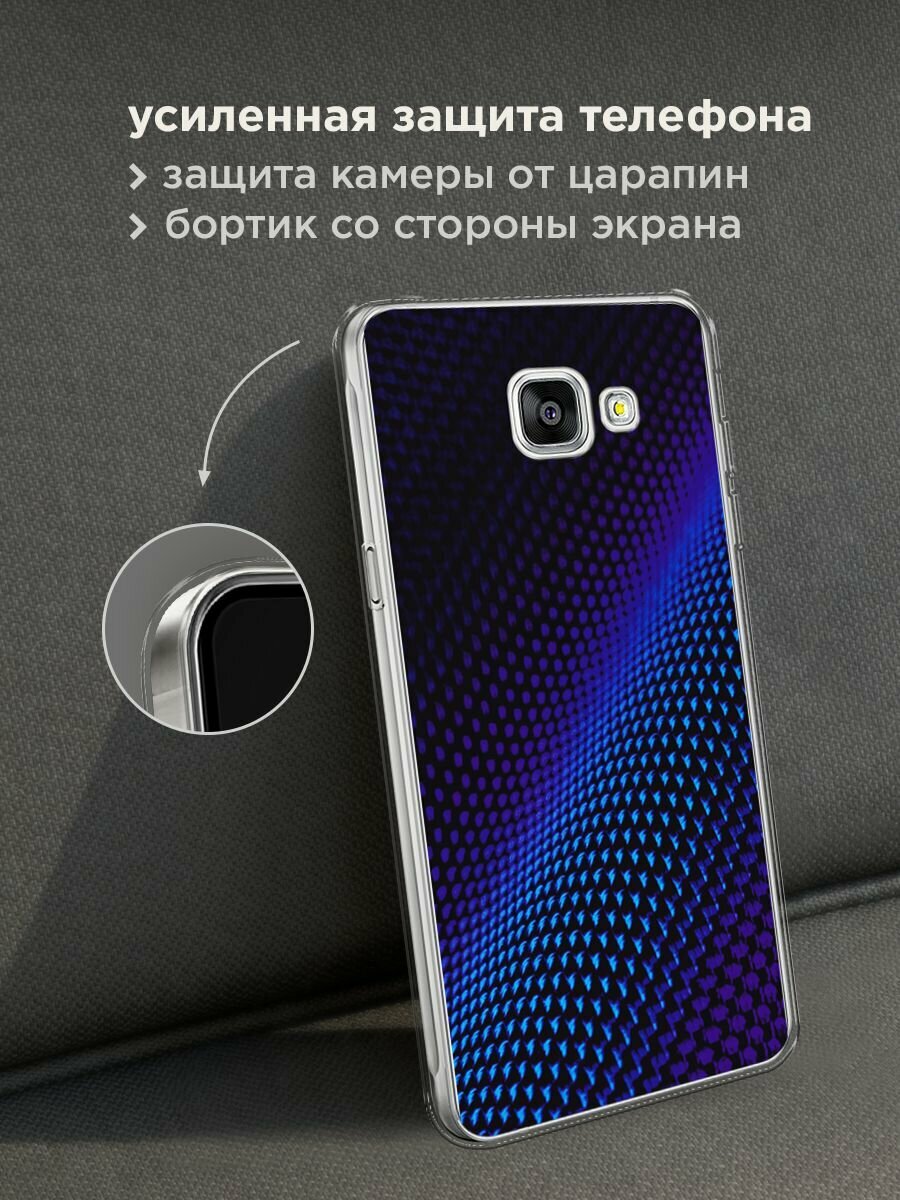 Чехол на Samsung Galaxy A5 2016 / Самсунг Галакси А5 2016 с принтом "Синий карбон" — фото 1