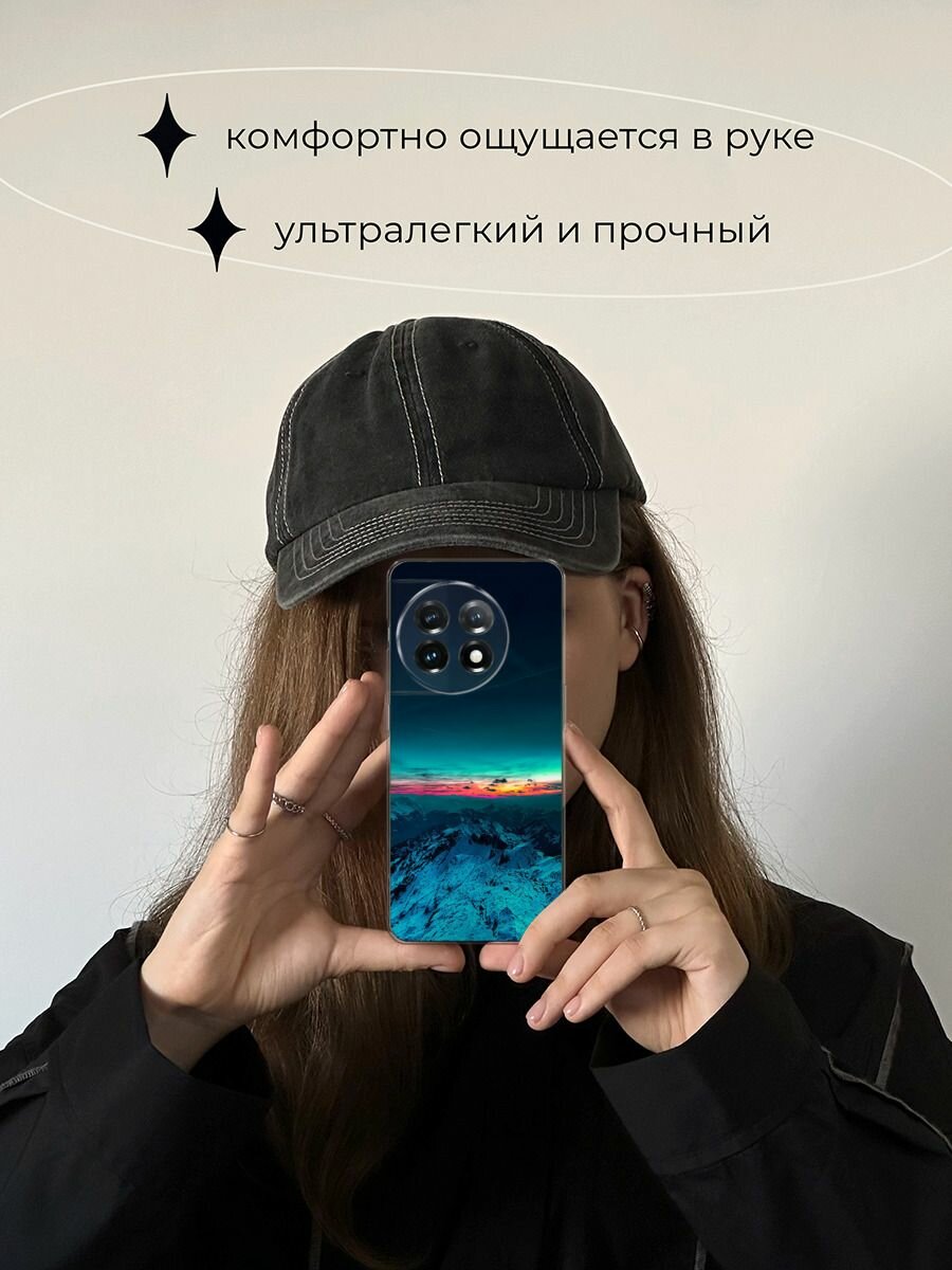 Силиконовый чехол на OnePlus 11 / Ван Плас 11 с принтом "Закат в горах" — фото 1