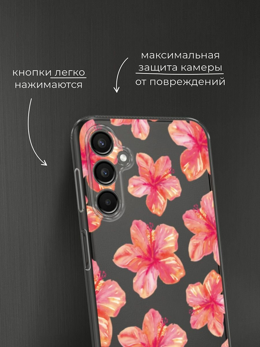 Чехол на Samsung Galaxy A24 / Самсунг Галакси A24 с принтом "Pink flowers" — фото 1