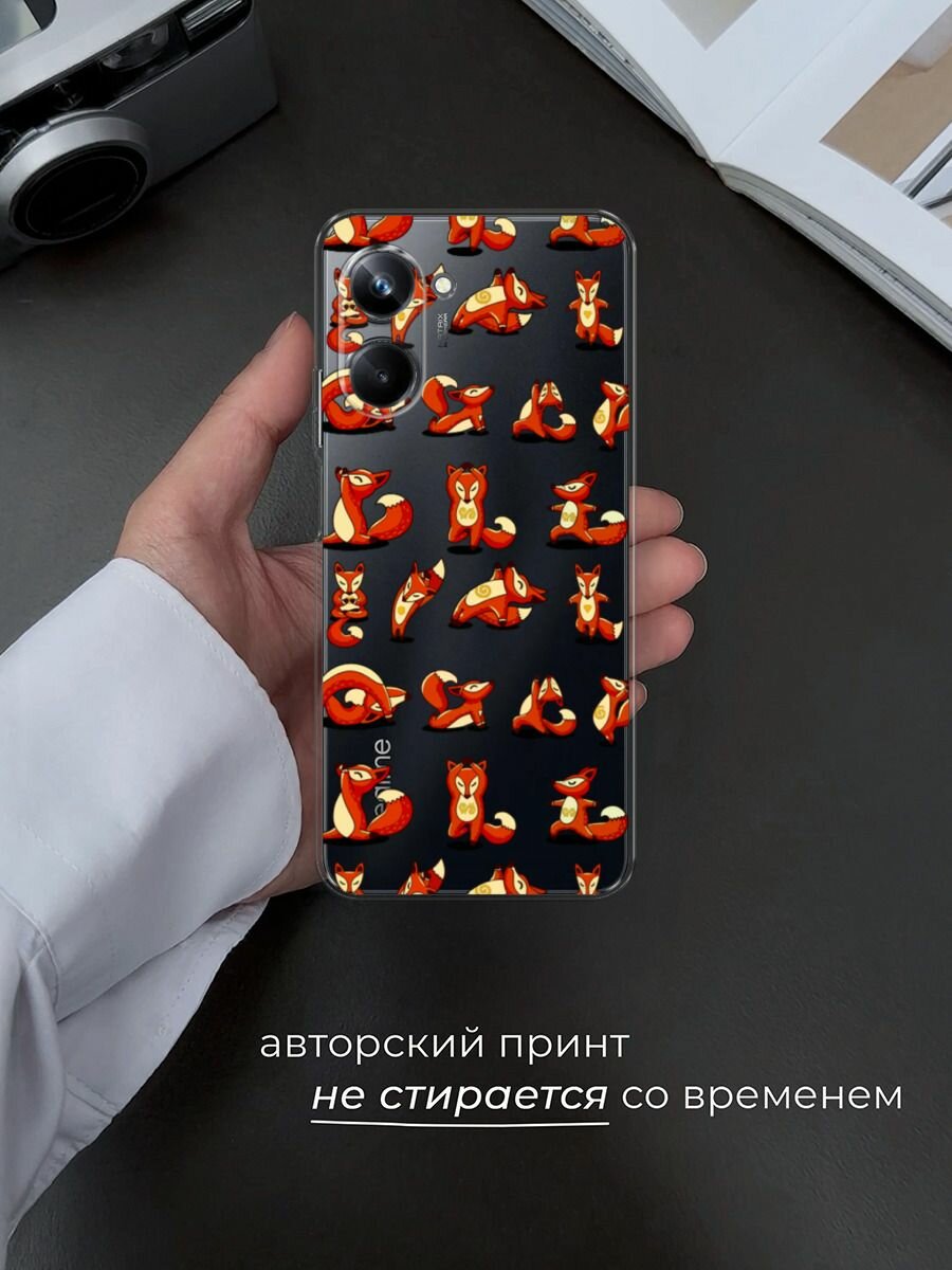 Чехол на Realme 10 Pro / Реалми 10 Про с принтом "Йога для лисы", прозрачный — фото 1