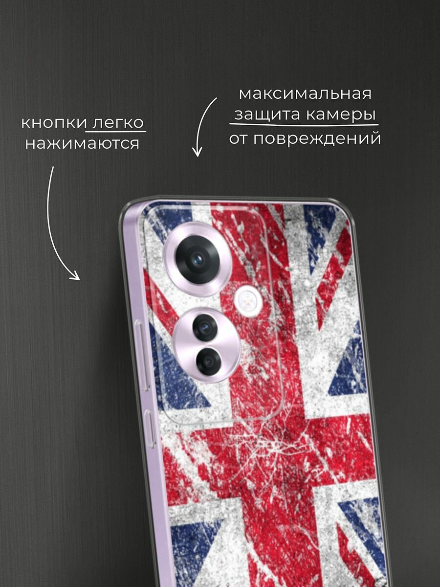 Чехол на Oppo Reno 11F / Оппо Рено 11F с принтом "Флаг британский" — фото 1