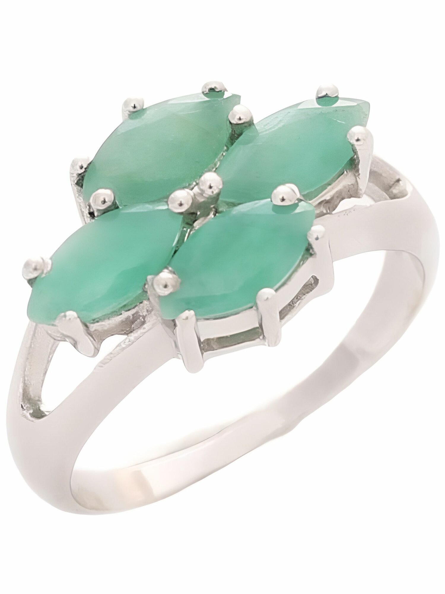 Кольцо тонкое, серебро, 925 проба, родирование, изумруд