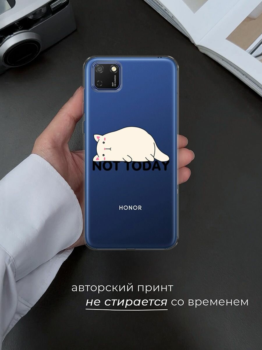 Чехол на Honor 9S/Huawei Y5p / Хонор 9S/Хуавей Y5p с принтом "Cat not today", прозрачный — фото 1