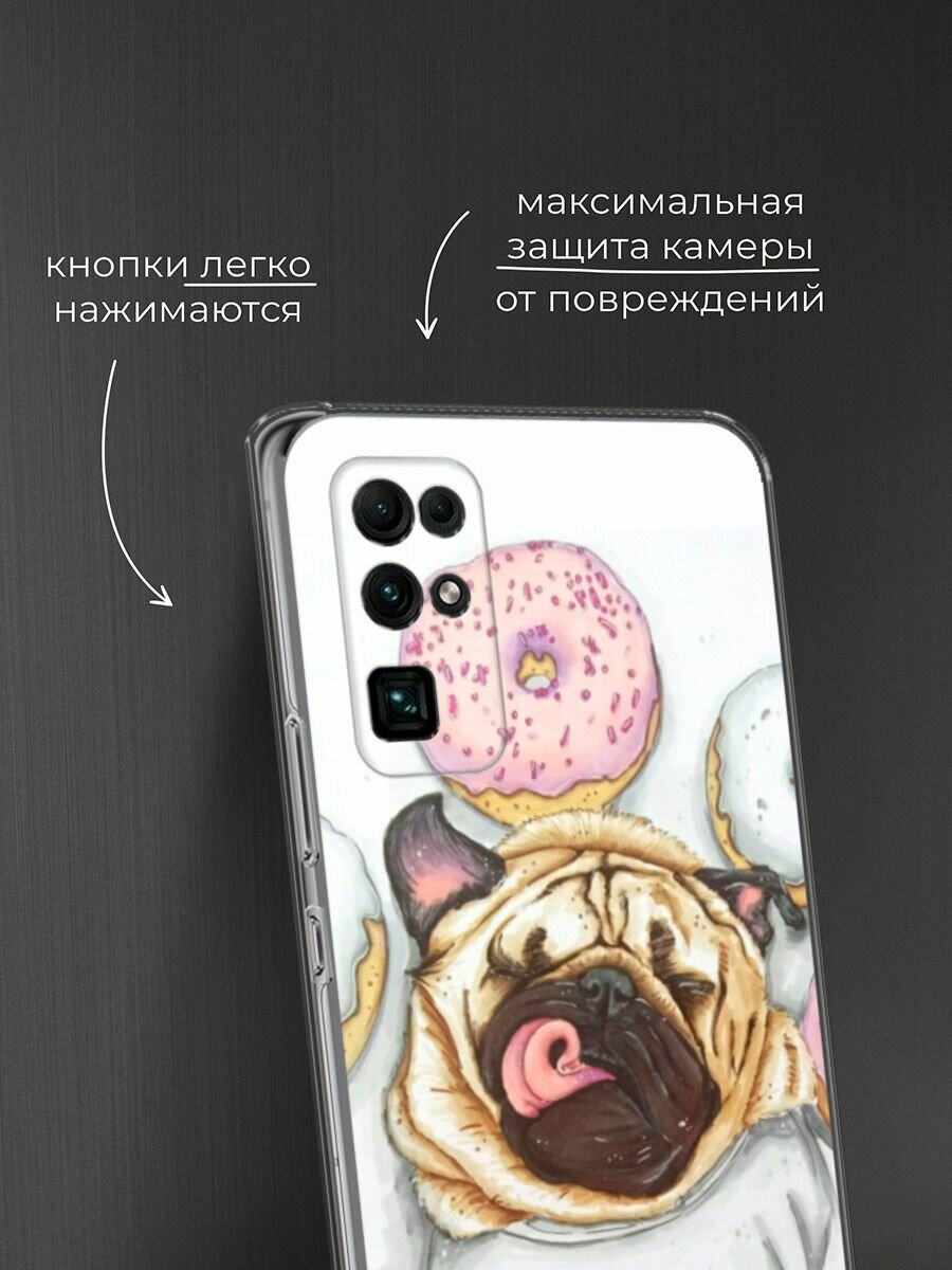 Силиконовый чехол на Honor 30 / Хонор 30 с принтом "Счастливый мопс" — фото 1