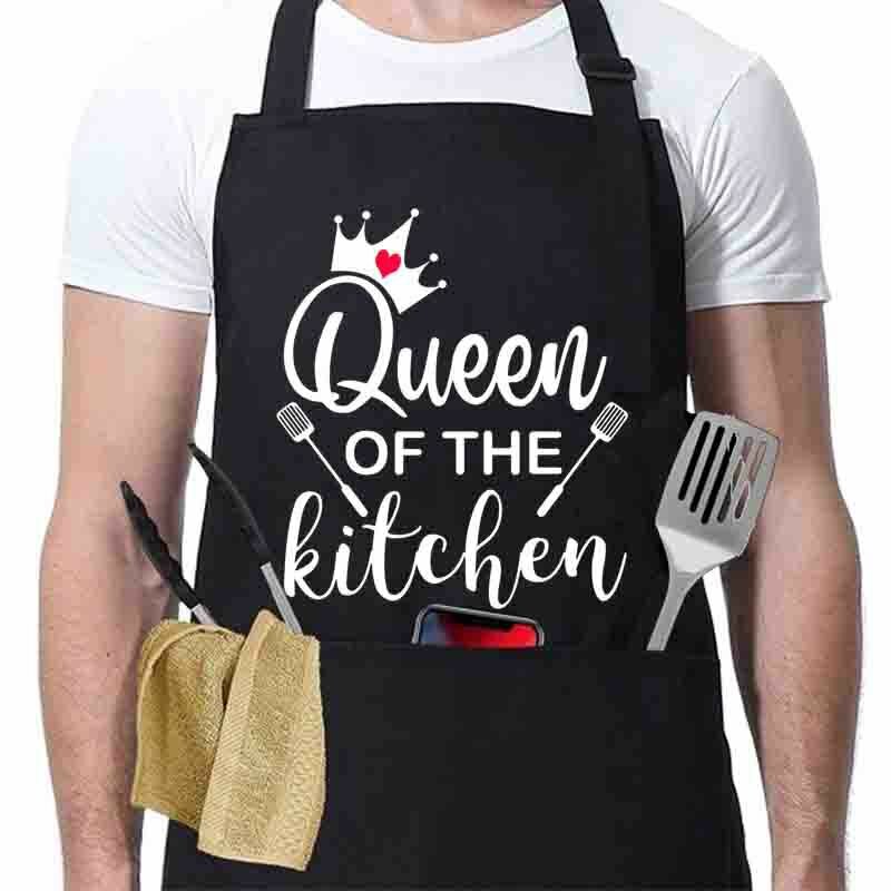Фартук Letters Amazon Kitchen Queen, изумрудно-зелёный, полиэстер, 80x70 см