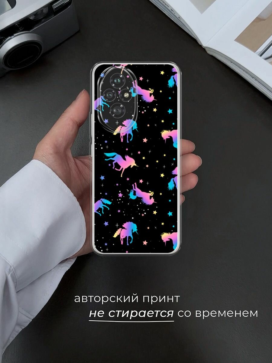 Чехол на Honor 200 / Хонор 200 с принтом "Единороги градиент" — фото 1