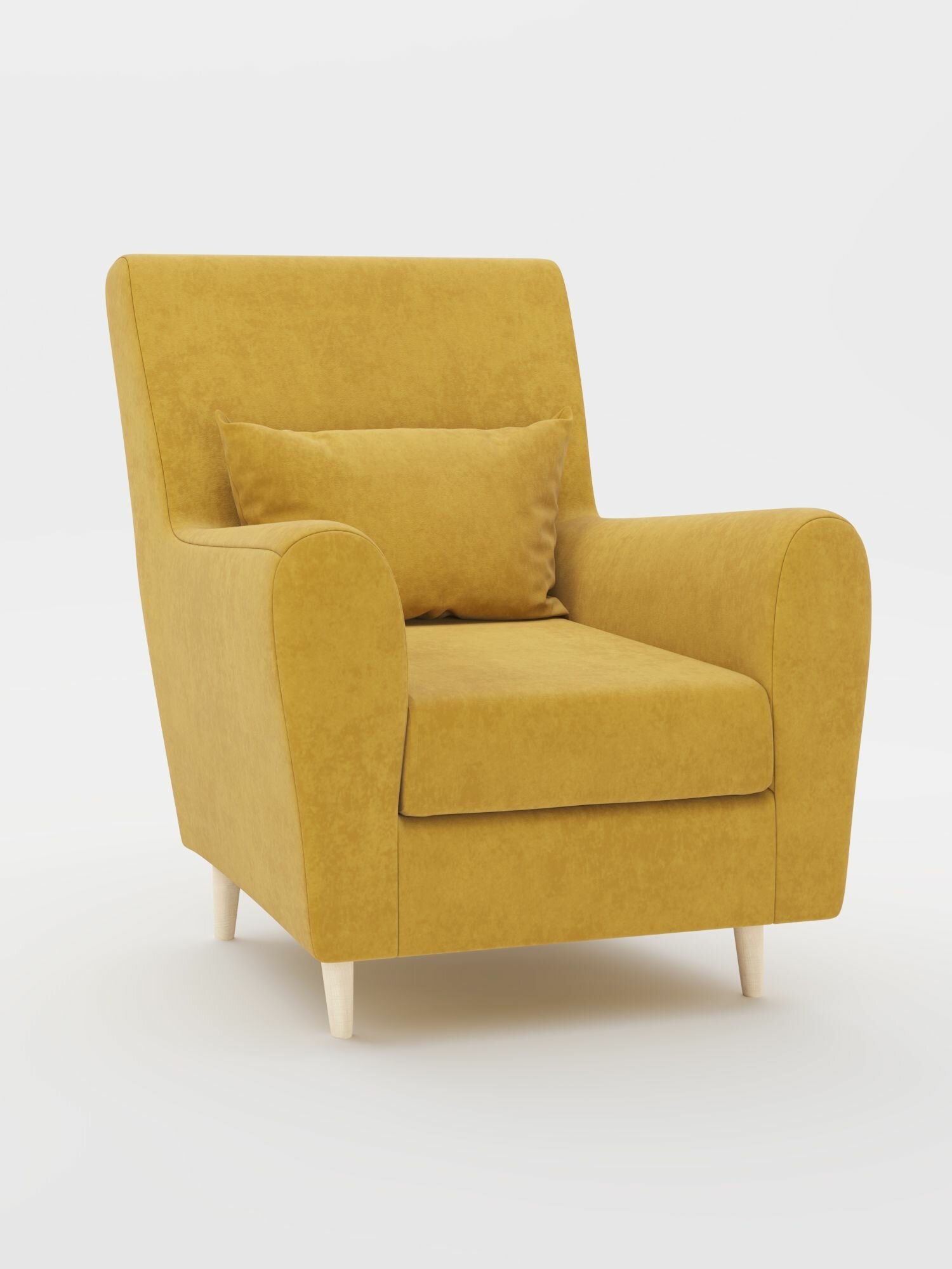 Кресло мягкое для дома, отдыха в гостиной, Легаси W&B премиум велюр: желтый
