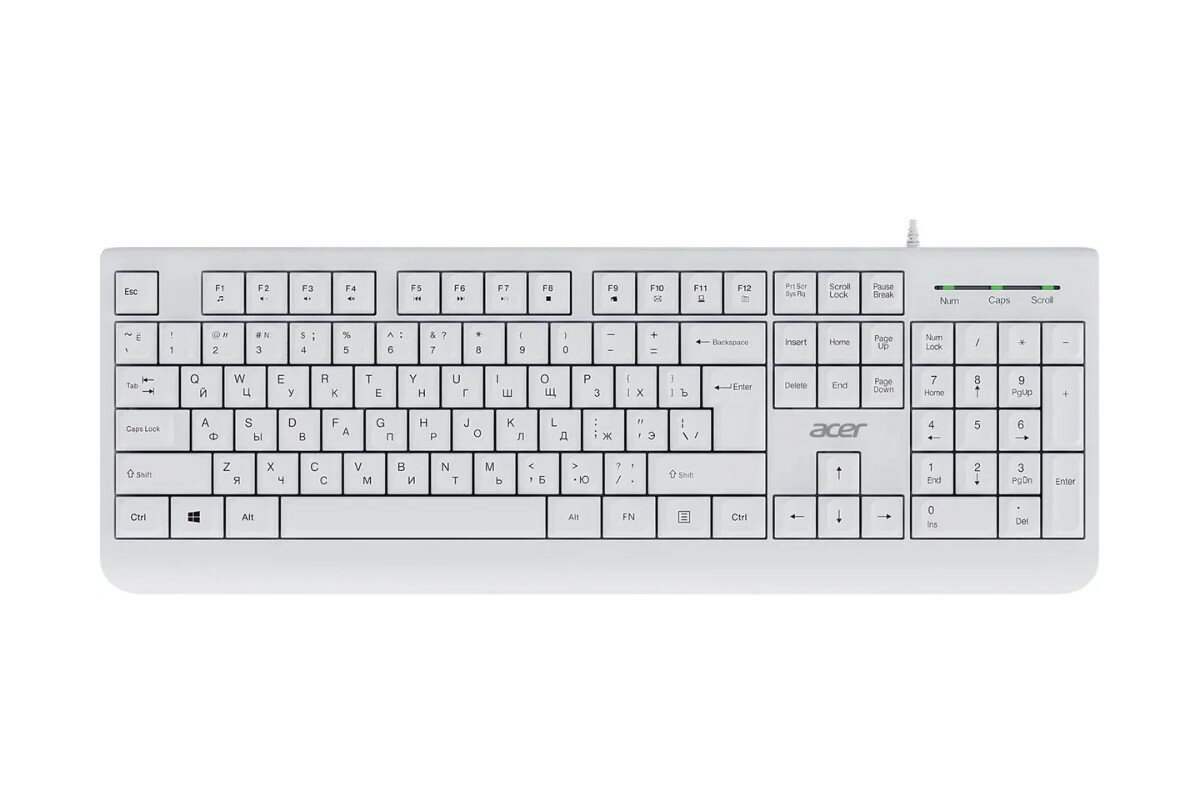 Клавиатура Acer OKW400, проводная, USB, белый (ZL. KBDEE.01B)