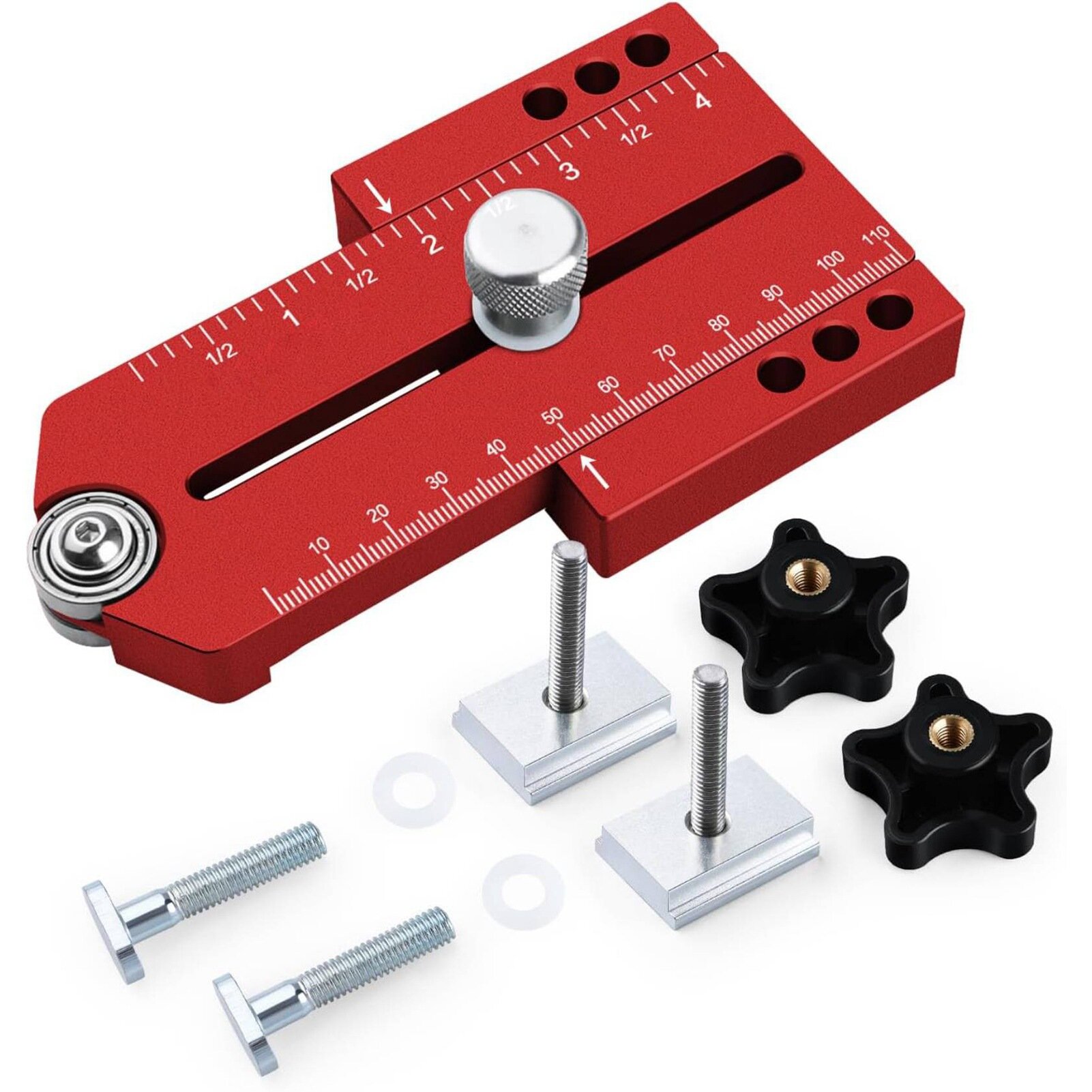 Удлинённый тонкий кондуктор для продольного распила из алюминиевого сплава, метрический, дюймовый, направляющий кондуктор для деревообработки, настольной пилы, фрезера, ленточной пилы, торцовочных Т-образных направляющих, красный