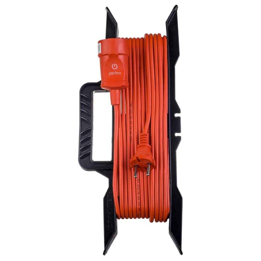 Удлинитель сетевой Perfeo на рамке без заземления "RU POWER" 20м 1гн 10А ПВС 2х1,0 оранжевый