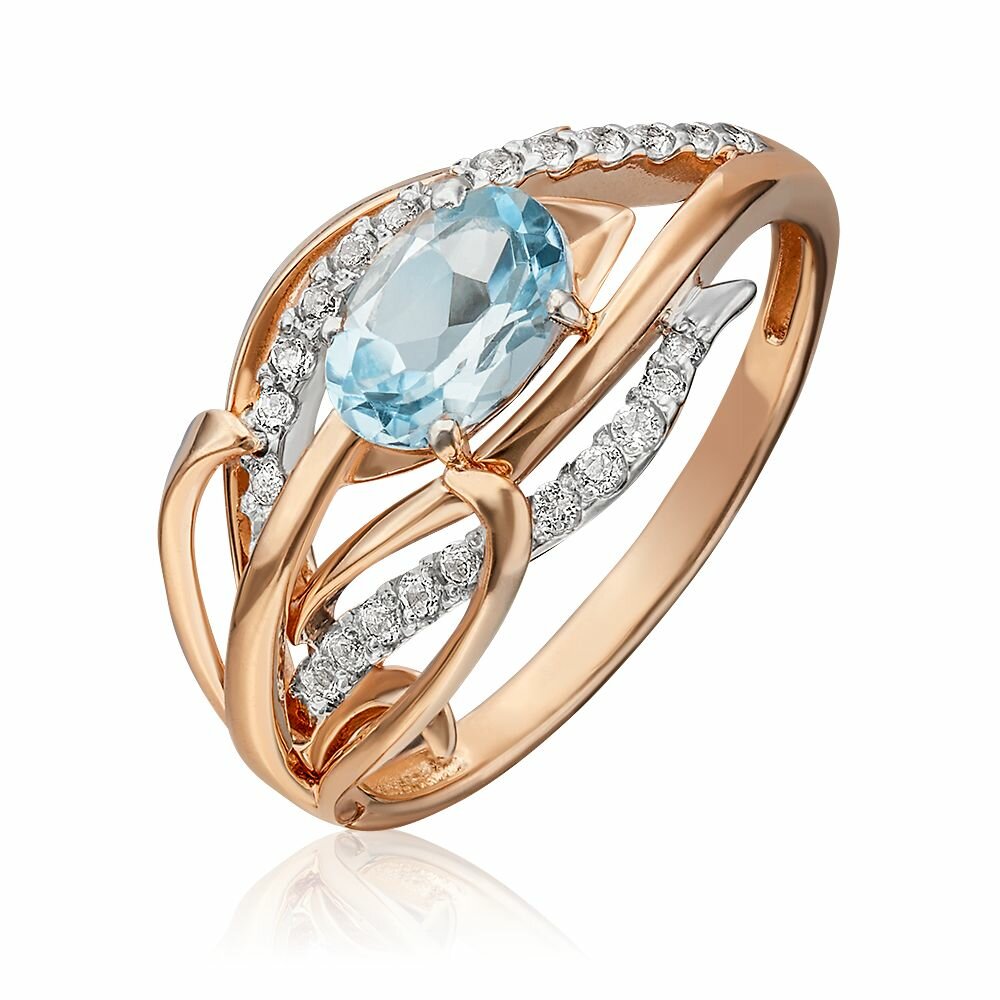 Кольцо, красное золото, 585 проба, топаз