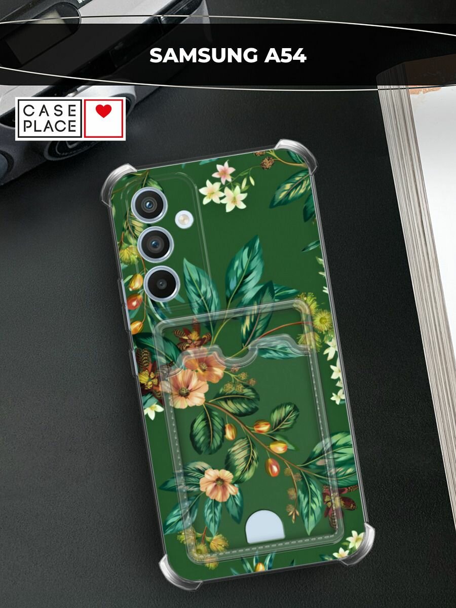 Чехол на Samsung Galaxy A54 5G (Самсунг Галакси А54 5G) с картой и принтом Цветущие нити