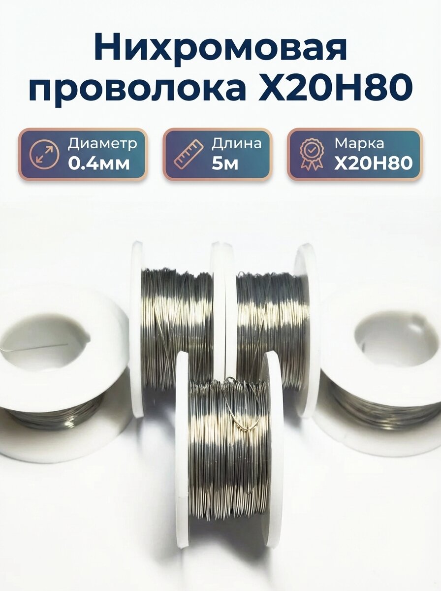 Нихромовая проволока 0.4мм 5м длина для резки пенопласта, чпу-выжигателей, печей