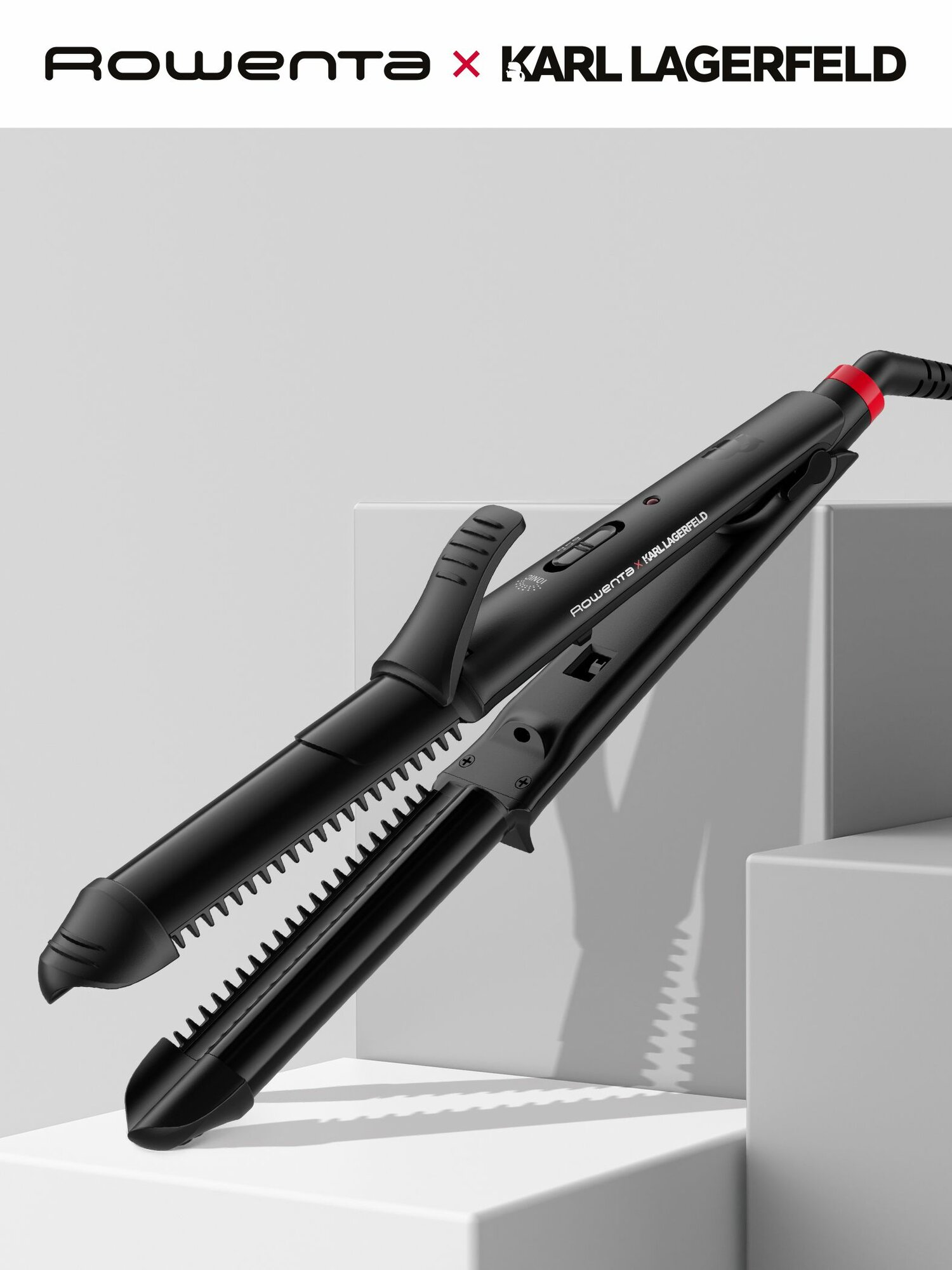 Мультистайлер для волос 3в1 Rowenta x Karl Lagerfeld Fashion Stylist CF451LF0 с ионизацией и 2 настройками, черный