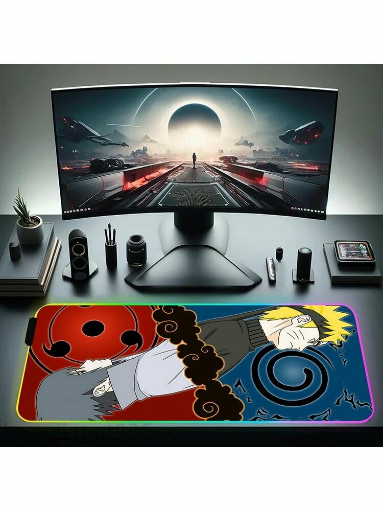 RGB LED NARUTO Светящийся ковер для рабочего стола из аниме-мультфильма "Наруто", размер 40x90xxl