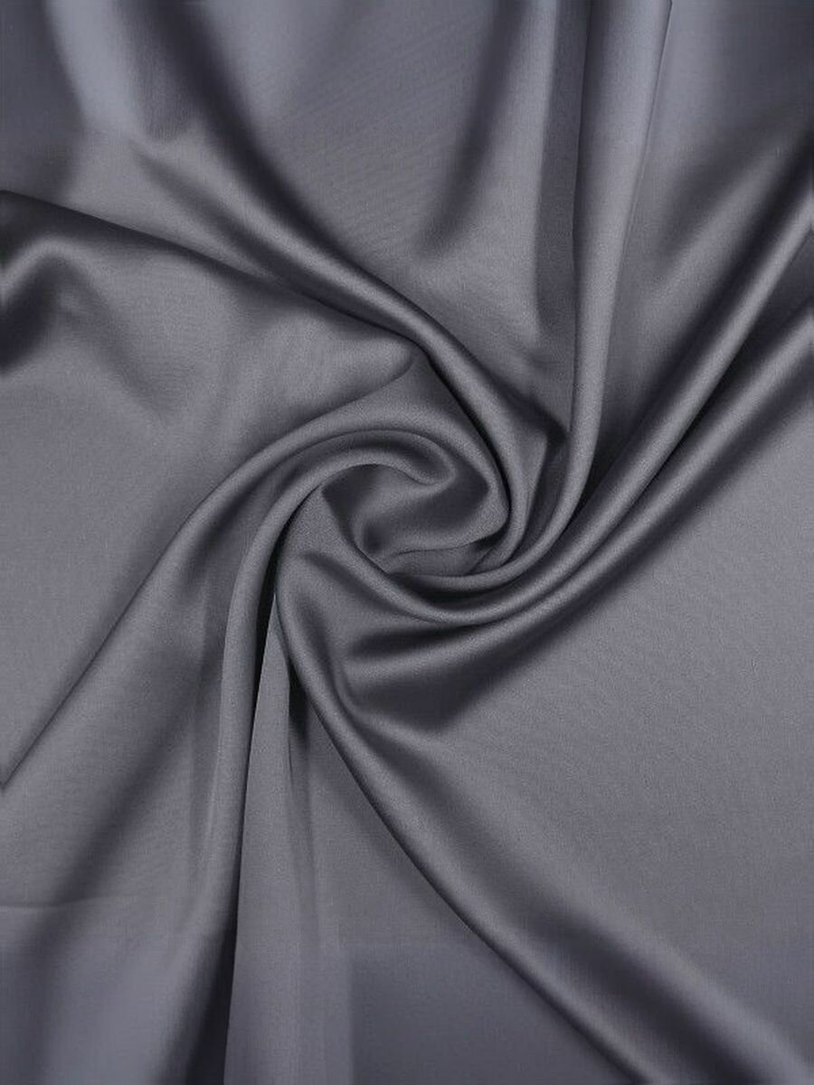 Атлас "Скарлет" от Ткани-100, темно-серая ткань для шитья, плательная, 1,4х2м