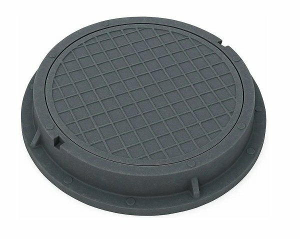 Люк круглый садовый малый полимерпесч (черный) 0,7т Ф 330x450