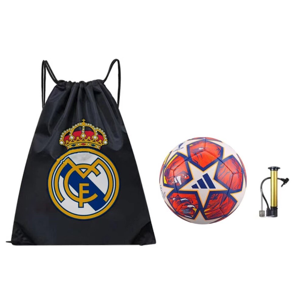 Мяч для футбола унисекс Adidas, белый, размер 5, комплект с черной сумкой и насосом