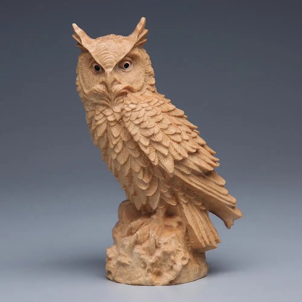 Деревянный орнамент статуи совы, поделки из цельного дерева 4,13 дюйма, креативное украшение для гостиной, коллекционные сувениры, подарок на день рождения