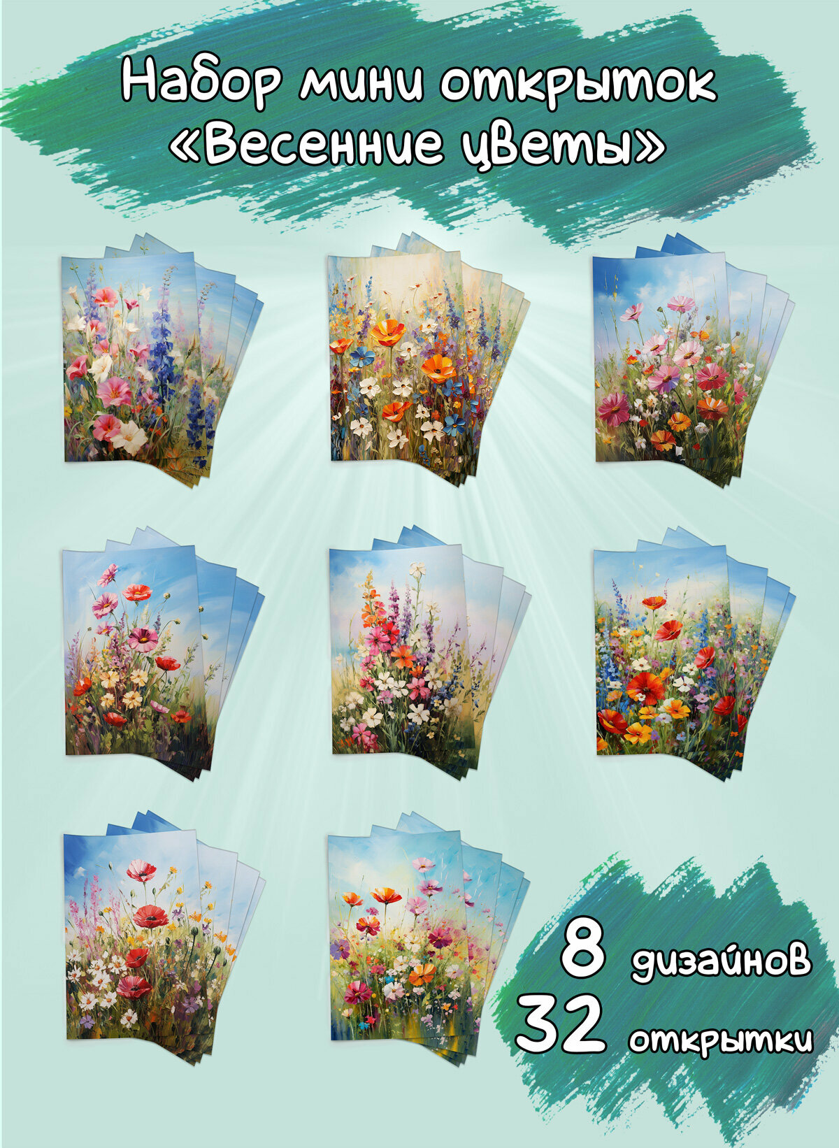 Набор мини открыток "Весенние цветы"