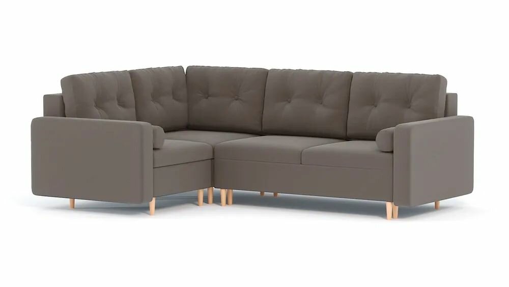 Угловой модульный диван Белфаст пантограф, велюр Зара Лайт Браун 05