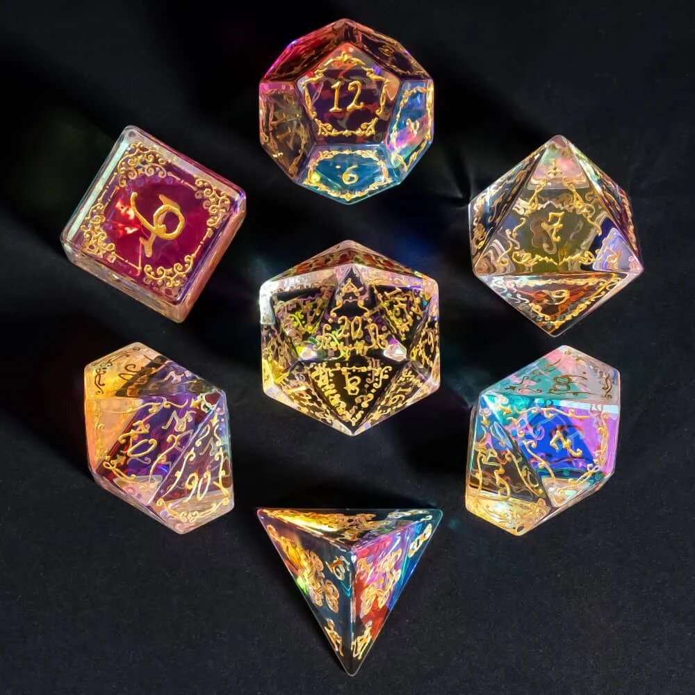 CRITALLIC стеклянные кубики для ролевых игр DND набор D4-D20 Colorful Glass