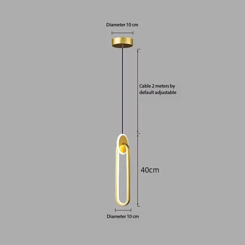 Золотой черный акриловый подвесной светильник Gold single Long, Natural light