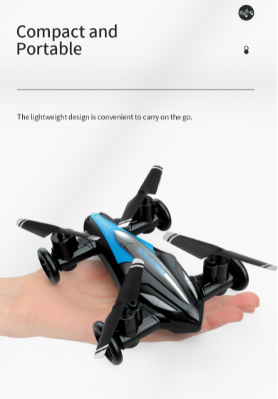 Игрушка для полета 2-в-1 Воздух Земля Наземный Амфибийный Радиоуправляемый Транспортный Средство Квадрокоптер Вертолет РК Машина Дрон Безголовый Режим Режим Поддержки Высоты 6-Осьный Жироскоп Скорости Переключаемые Авто-калибровка Одноклавишный Взлет и